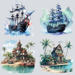 Pirate Clipart Watercolor Pirate Clipart Bundle, Pirate Ship Clipart ...