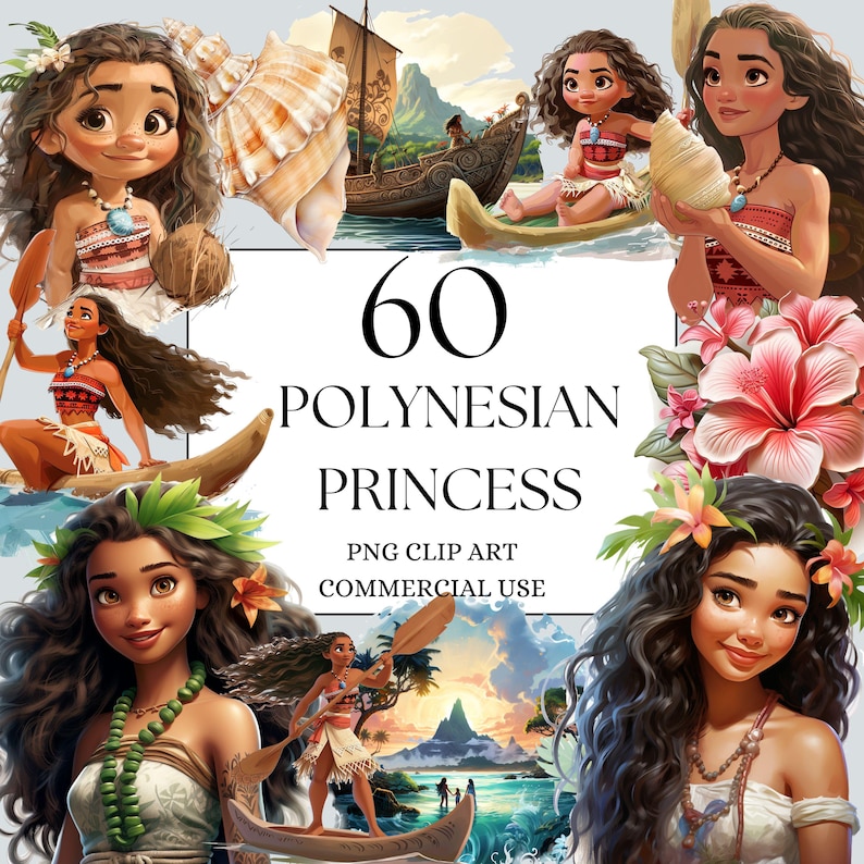 Polynesian Princess Clipart, Fantasy Princess PNG, Watercolor Fantasy ...