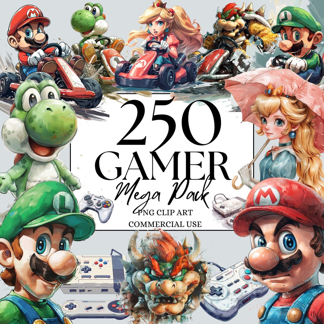Gamer Clipart, Gamer Party Mega Pack of 250 PNG With Transparent ...