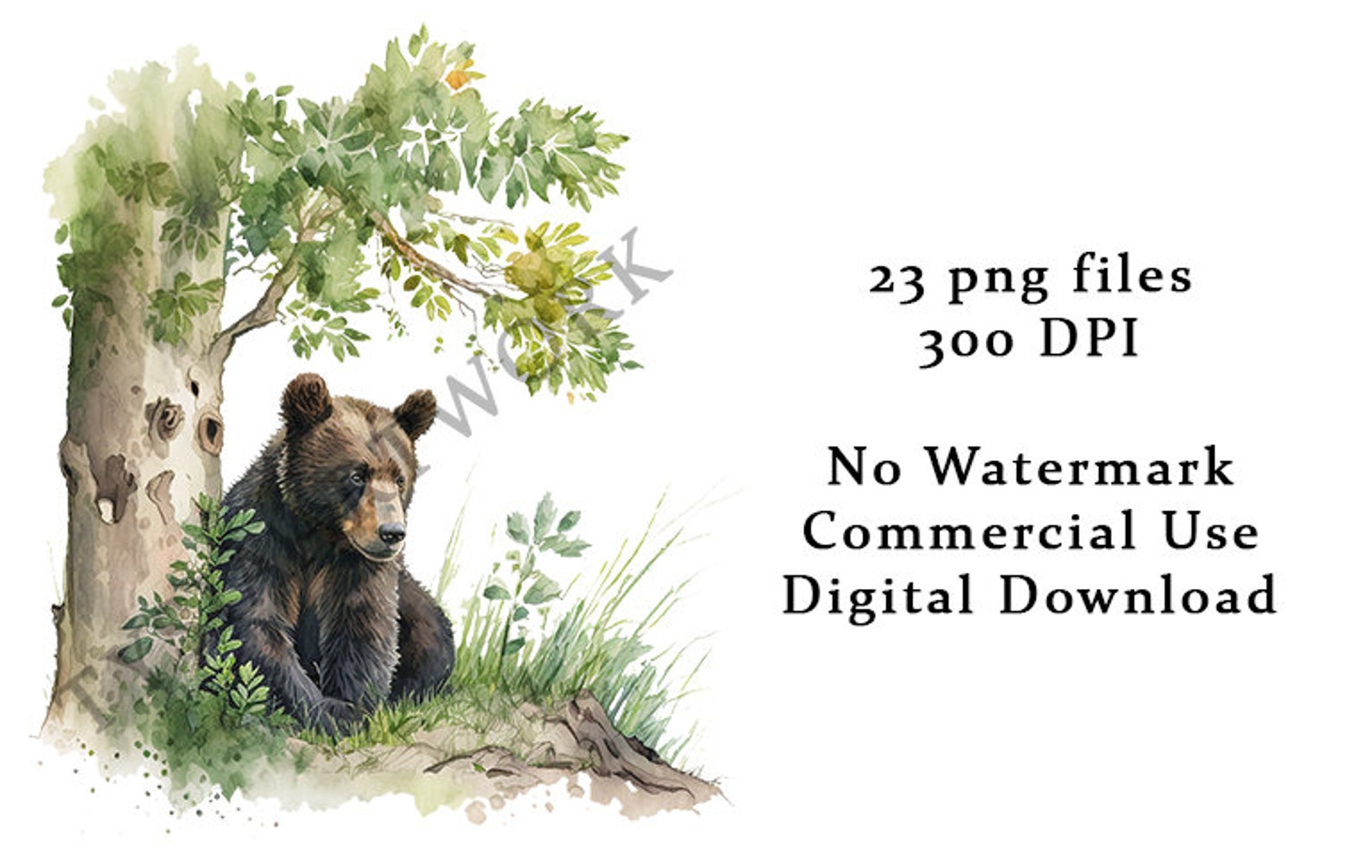 Woodland Bear Clipart Watercolor Woodland Animals Clipart - Etsy