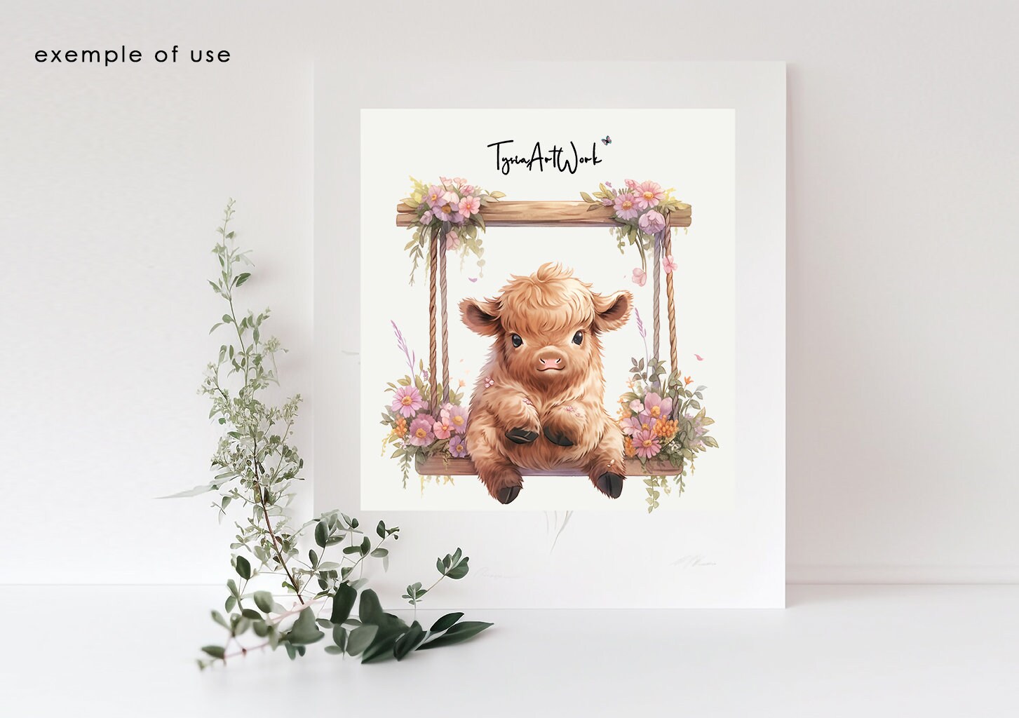 Baby Highland Cow on Swing Clipart Swing Highland Cow Clipart - Etsy UK