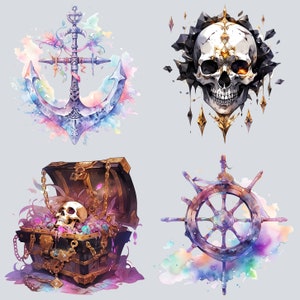 Pirate Clipart Watercolor Pirate Clipart Bundle, Pirate Ship Clipart ...