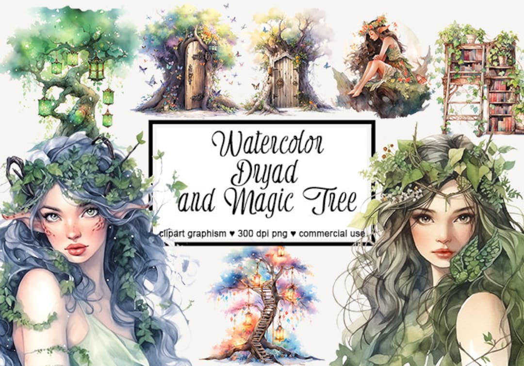 Dryad and Magic Tree Clipart Dryad Clipart Nymph Clipart Nature Witch ...