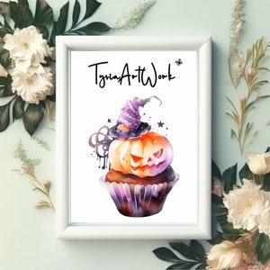 Halloween Cupcake Clipart Pumpkin Cupcake Watercolor Clipart Skull ...