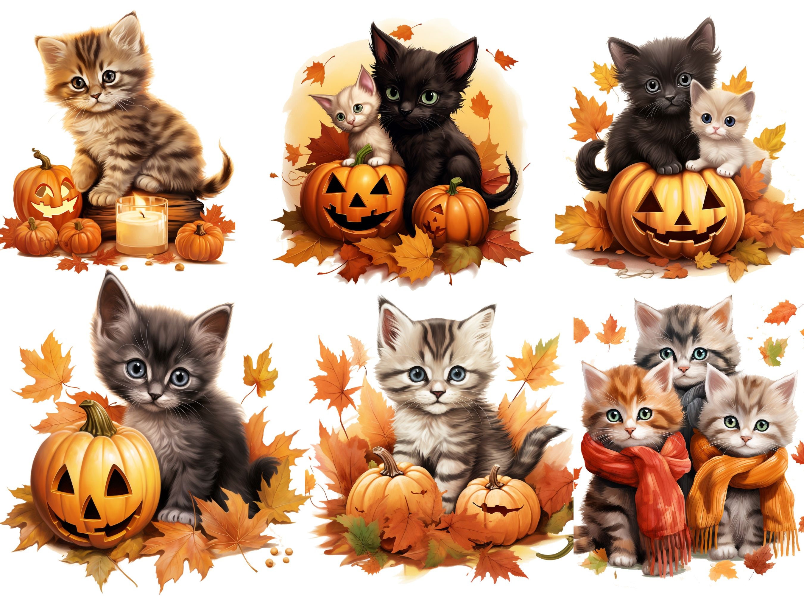 100 Cat Clipart Halloween Cat PNG Pumpkin Cat Illustrations - Etsy