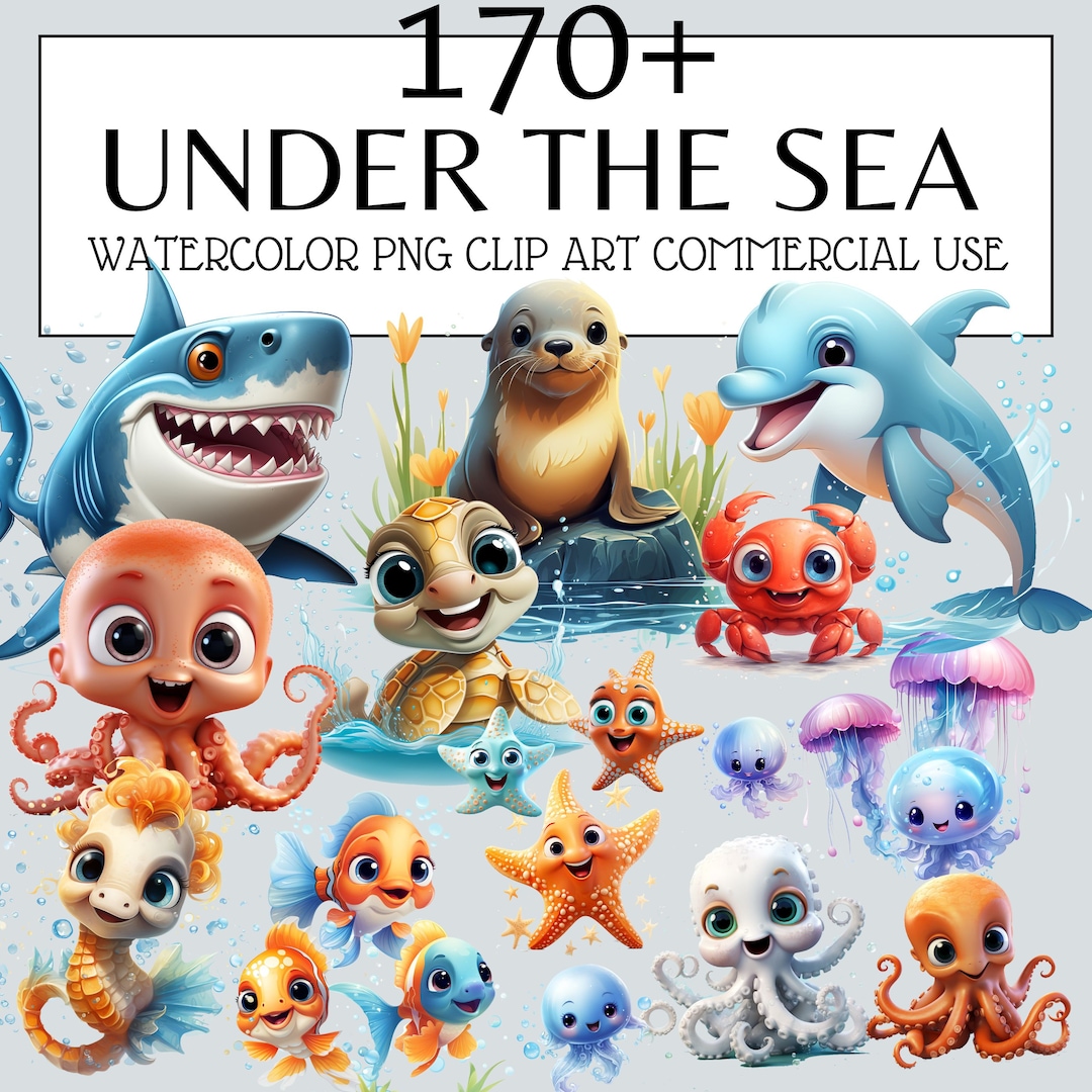 Undersea Watercolor Clipart, Nursery Decor, Baby Wall Art, Octopus ...