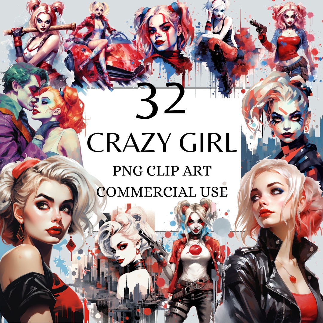 Crazy Girl Clipart, PNG, Full Commercial Use, Watercolor Fantasy ...