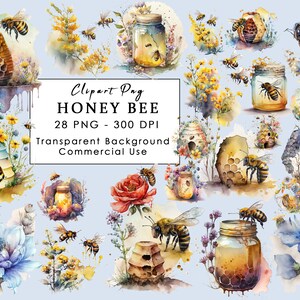 Watercolor Honey Bee, Bee Clipart, Bee PNG, Bee Art, Bee, Digital Bee ...