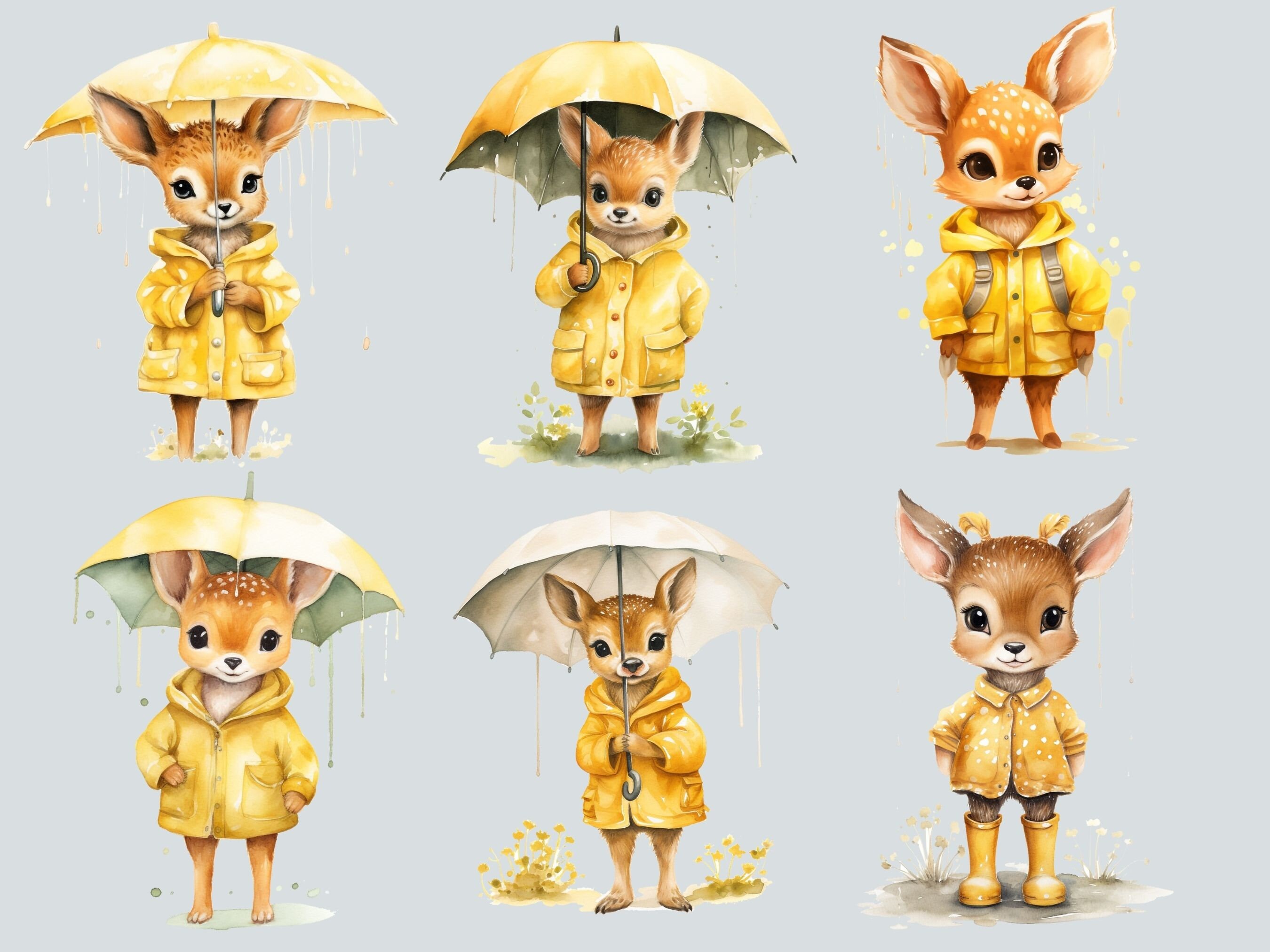 Fawn in Raincoat Clipart, Animals in Raincoat, Cute Fawn Clipart PNG ...