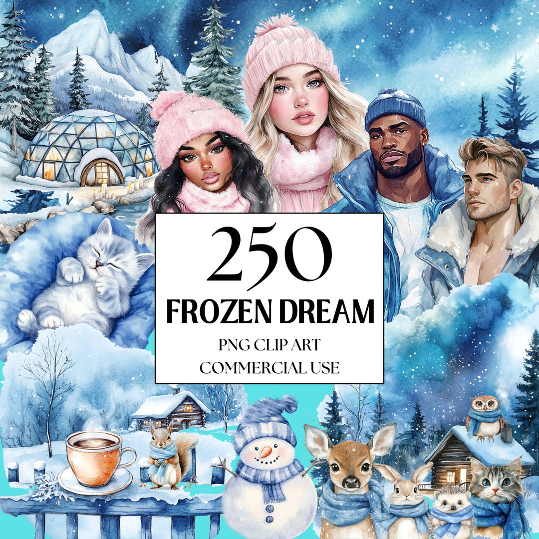 Winter Wonderland Igloo Clipart Cozy Nordic Snow Scenery Watercolor ...