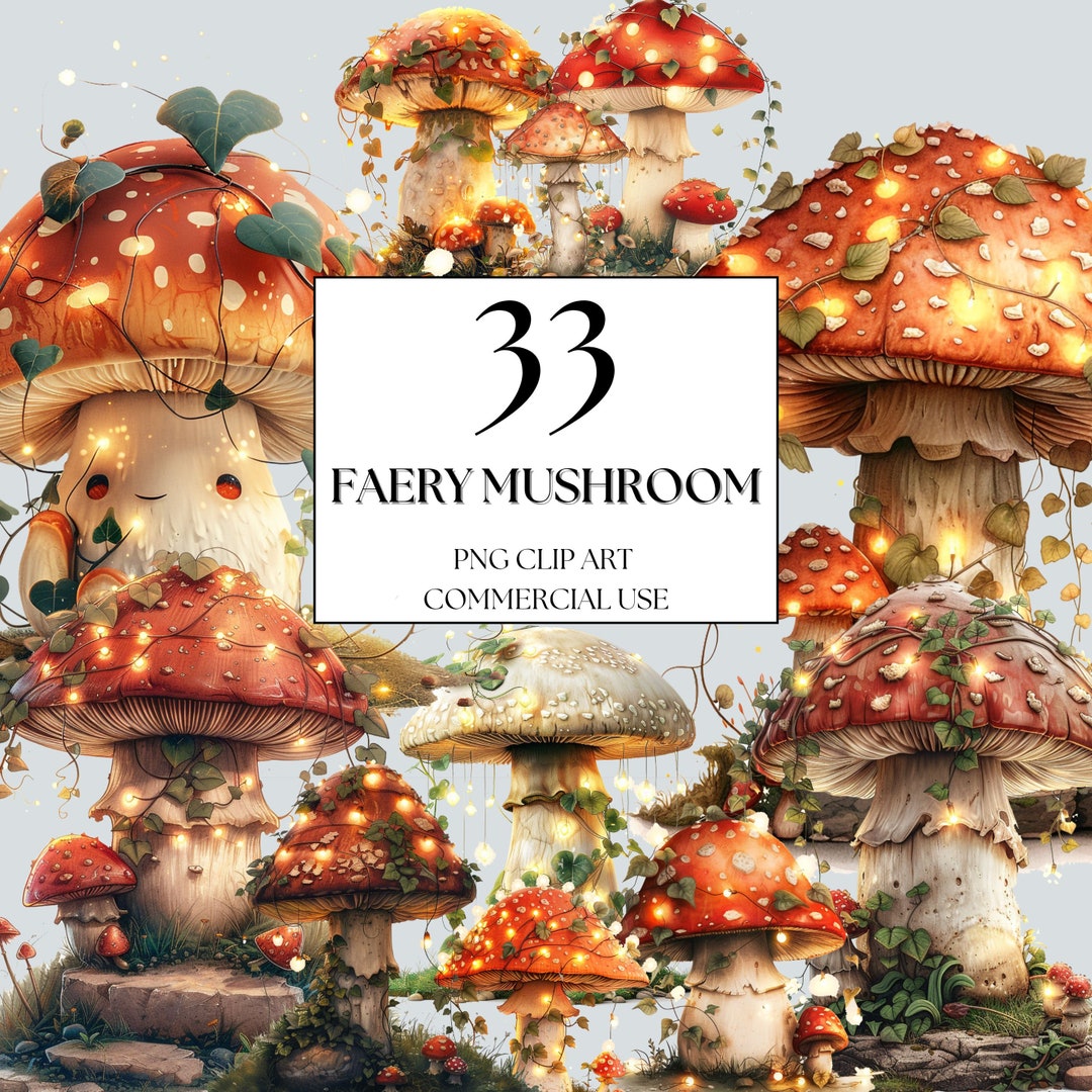 Faery Mushroom Clipart, Enchanted Forest Clipart, Fairy Mushroom ...