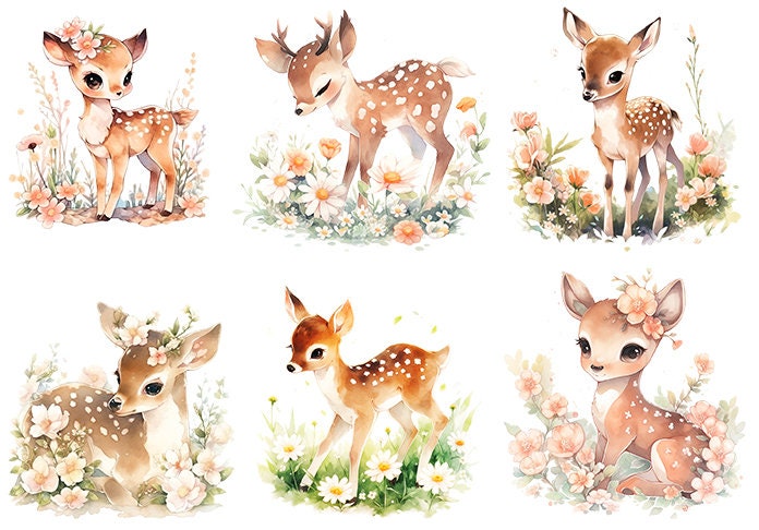 Fawn Clipart PNG Digital Crafting and Paper Crafts, Watercolor Baby ...