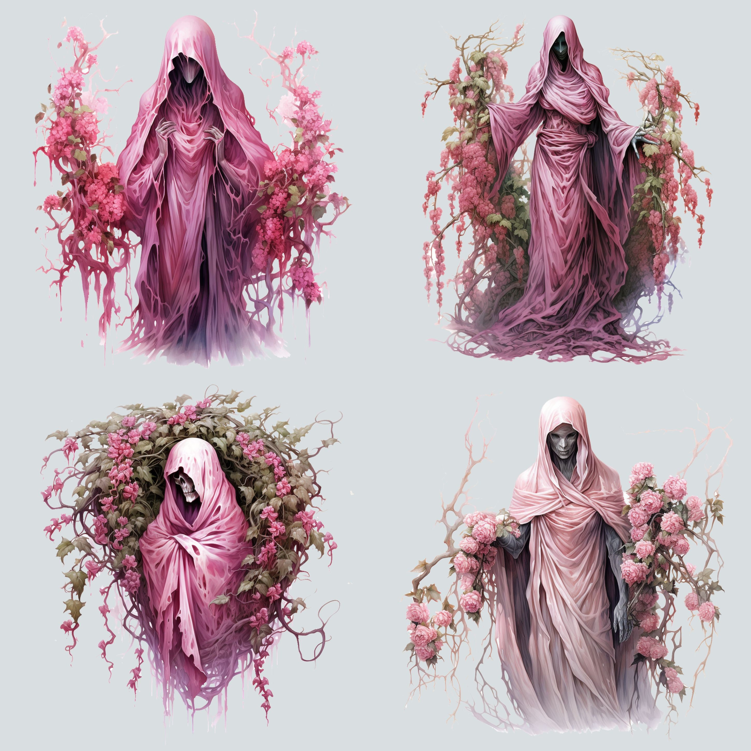 Pink Ivy Wraith Clipart PNG Full Commercial Use Watercolor - Etsy