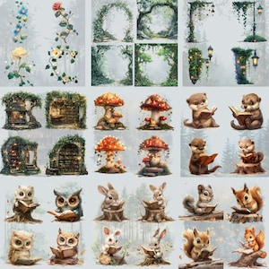 Boho Woodland Animals Watercolor Clipart Bundle | Card Making | Cute ...