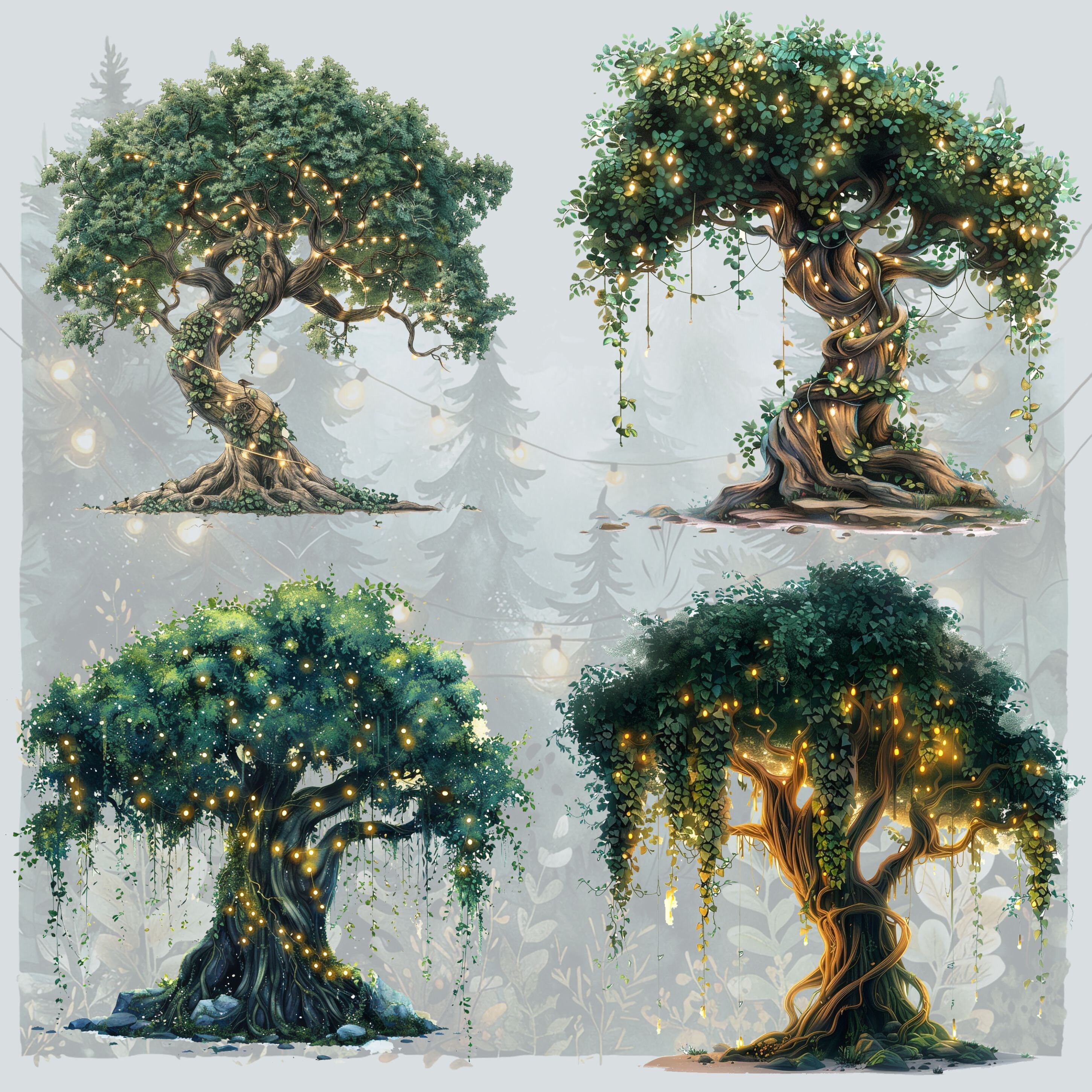 Fairy Tree Clipart, Enchanted Forest Clipart, Faery Tree Clipart ...