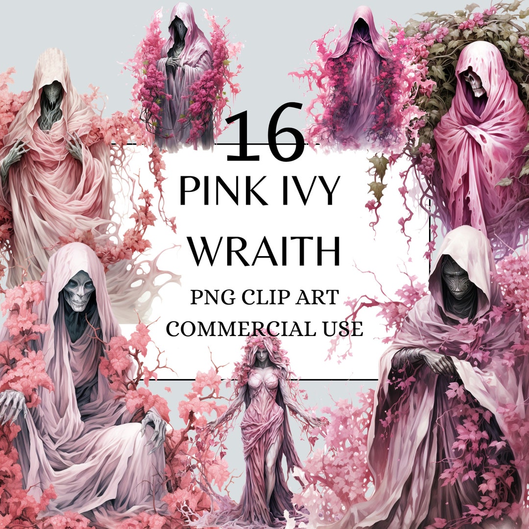 Pink Ivy Wraith Clipart, PNG, Full Commercial Use, Watercolor Fantasy ...