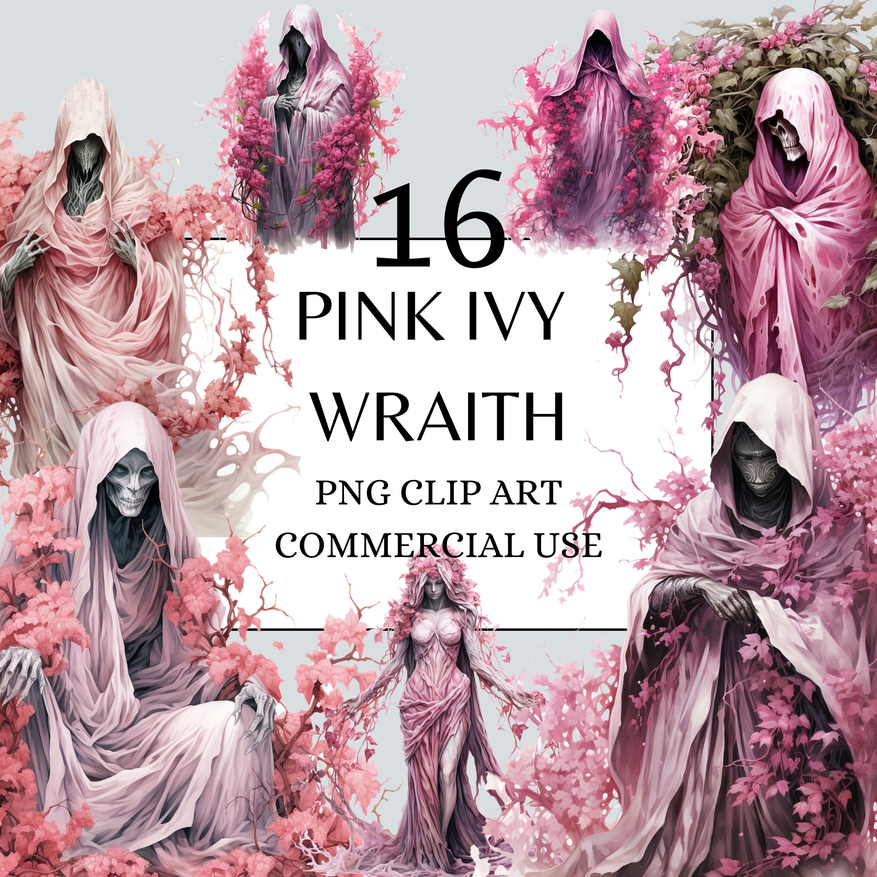Pink Ivy Wraith Clipart PNG Full Commercial Use Watercolor - Etsy