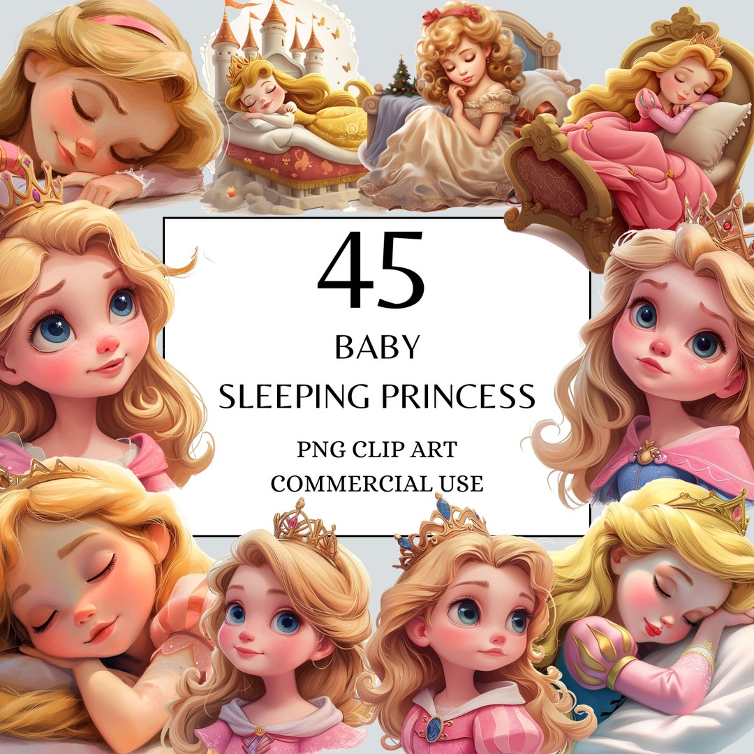 Baby Sleeping Princess Clipart, PNG for Commercial Use and Instant ...