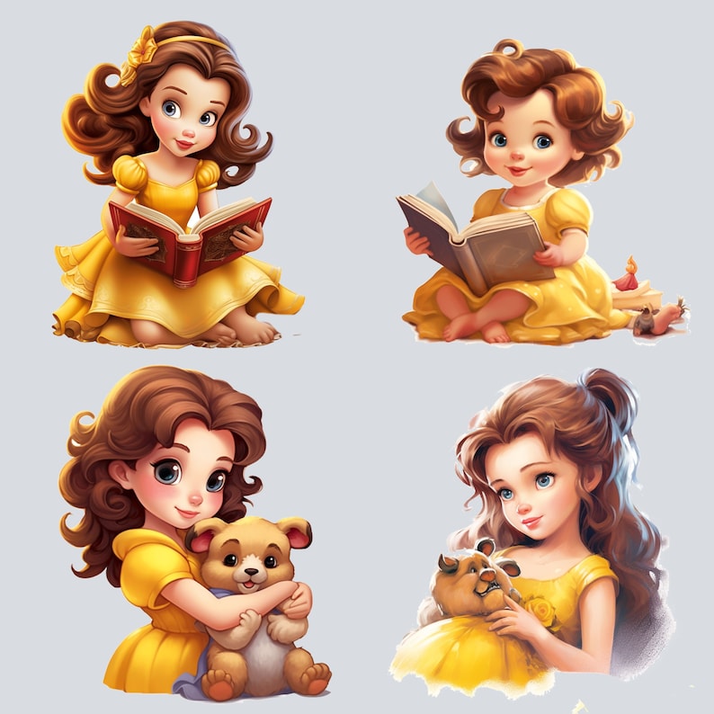 Baby Princess Belle Clipart Pack, PNG Clipart With Full Commercial Use ...