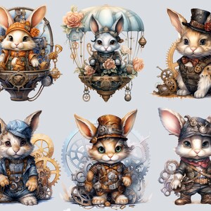 Steampunk Rabbit Bundle, PNG Steampunk Cliparts, Junk Journal ...