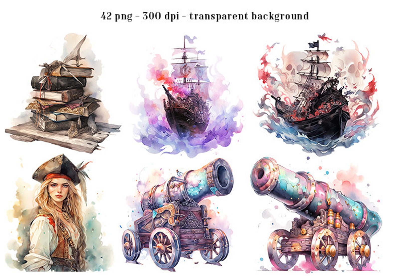 Pirate Clipart Watercolor Pirate Clipart Bundle Pirate Ship - Etsy