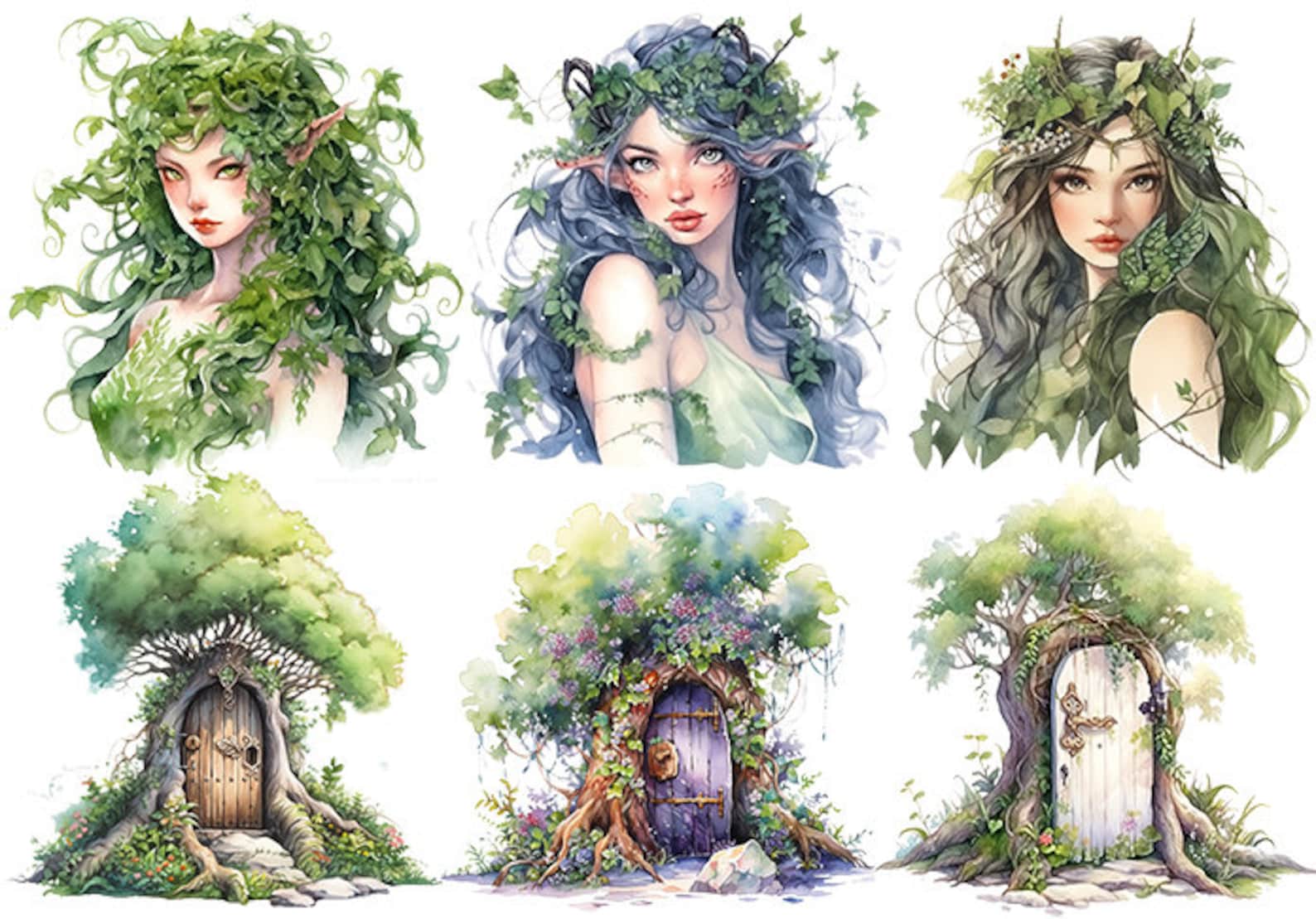 Dryad and Magic Tree Clipart Dryad Clipart Nymph Clipart Nature Witch ...