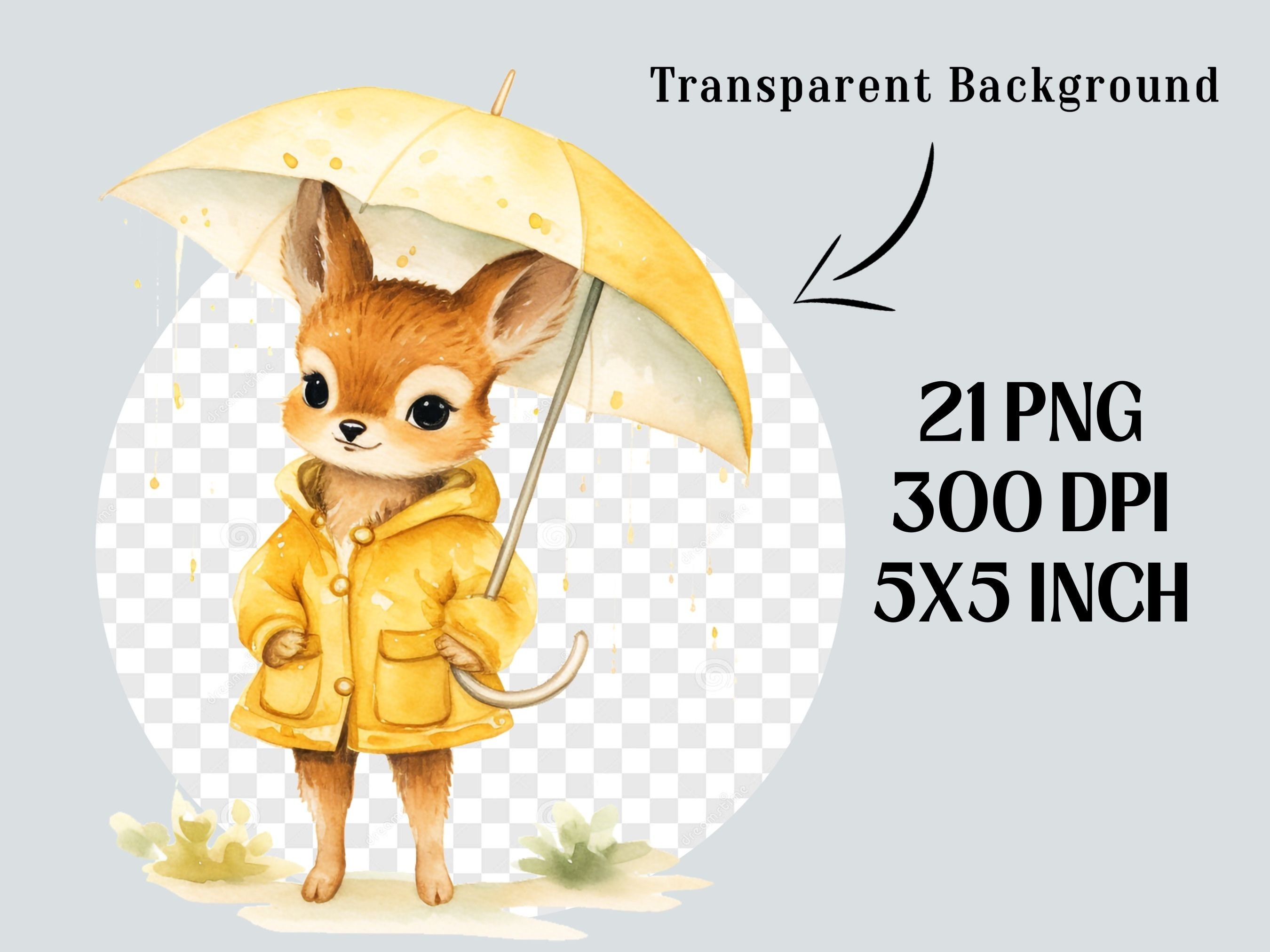 Fawn in Raincoat Clipart, Animals in Raincoat, Cute Fawn Clipart PNG ...