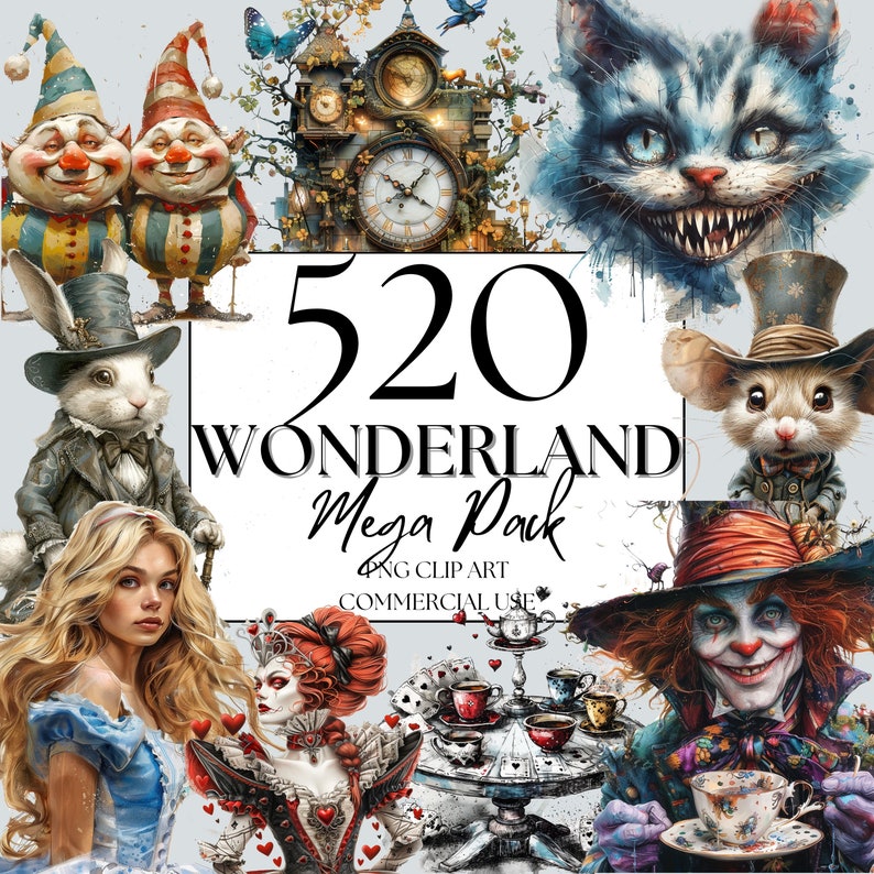 Alice Clipart Wonderland Clipart, PNG, Woodland Clipart Watercolor ...