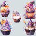 Halloween Cupcake Clipart Pumpkin Cupcake Watercolor Clipart Skull ...
