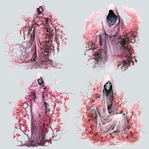 Pink Ivy Wraith Clipart, PNG, Full Commercial Use, Watercolor Fantasy ...