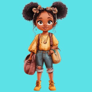 50 PNG, Black Girl Clipart Bundle, Chibi Girl Clipart, Afro Girl ...