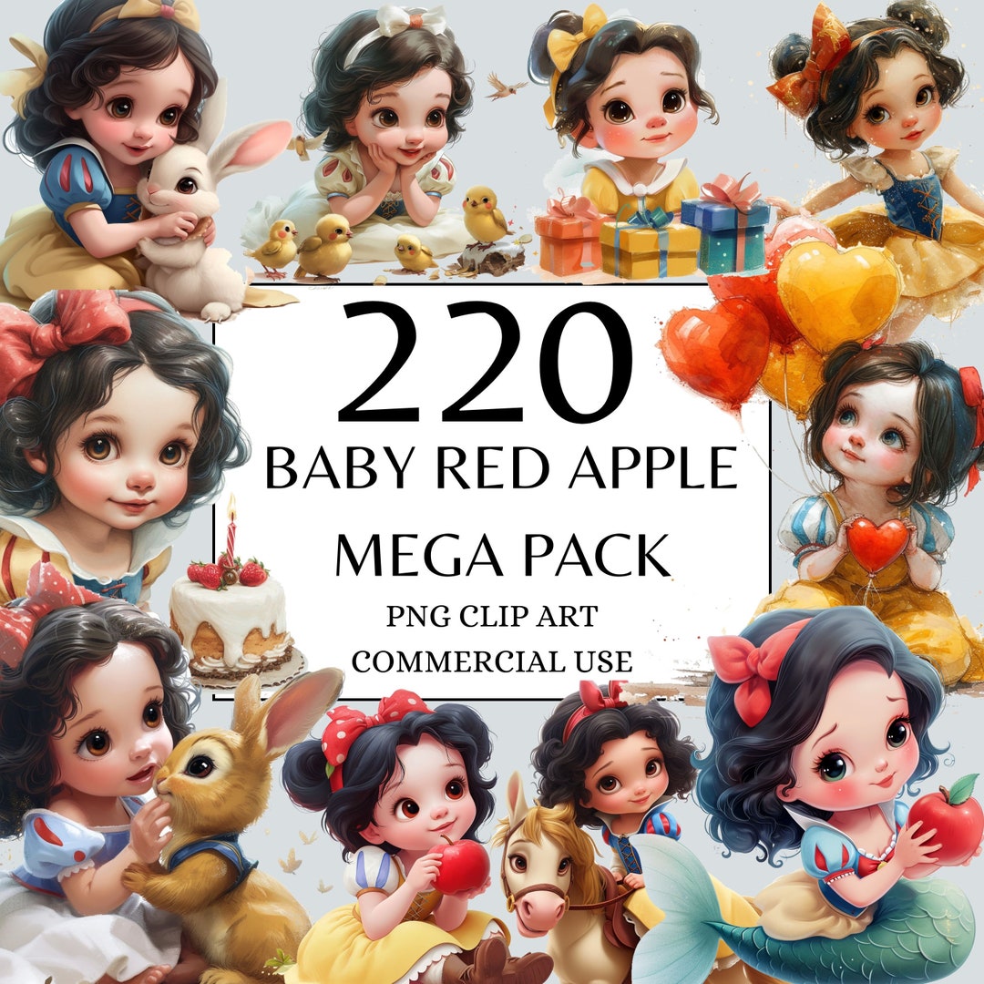 Baby Princess Snow White Clipart, Red Apple Princess PNG, Fairytale ...