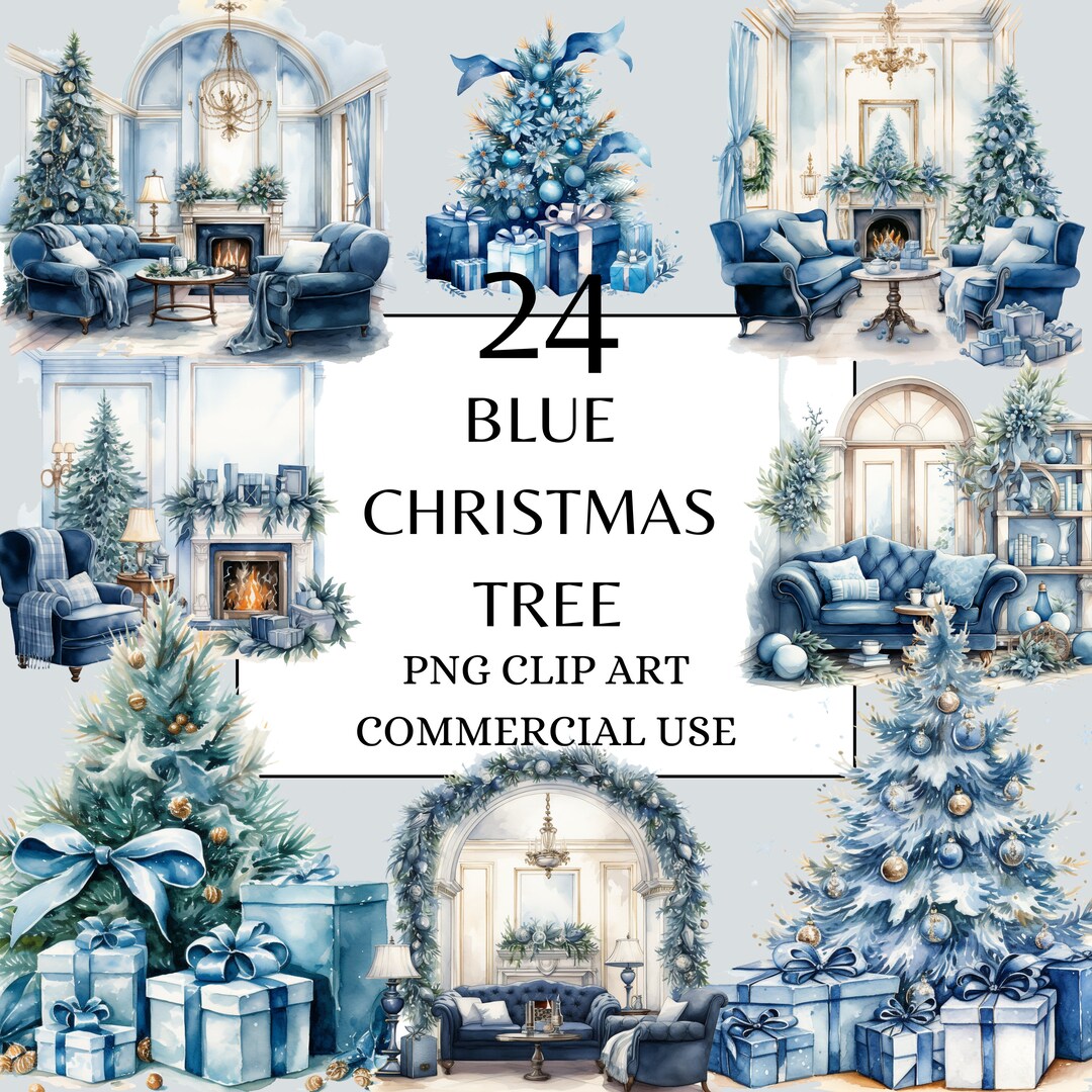 Christmas Tree Winter Holiday PNG Clipart - Blue Christmas Watercolor ...