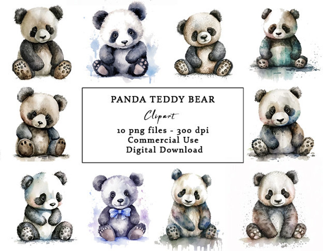Panda Teddy Bear Clipart - 10 PNG Files - Digital Download - Commercial ...