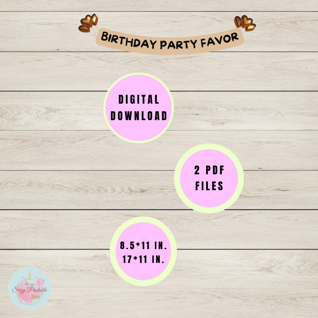 Birthday Activity Favor, Printable Birthday Activity Placemat, Birthday ...