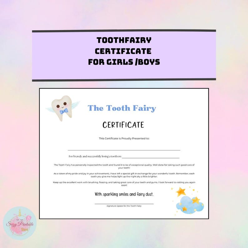 Toothfairy, Toothfairy Certificate, Loose Tooth, First Tooth ...