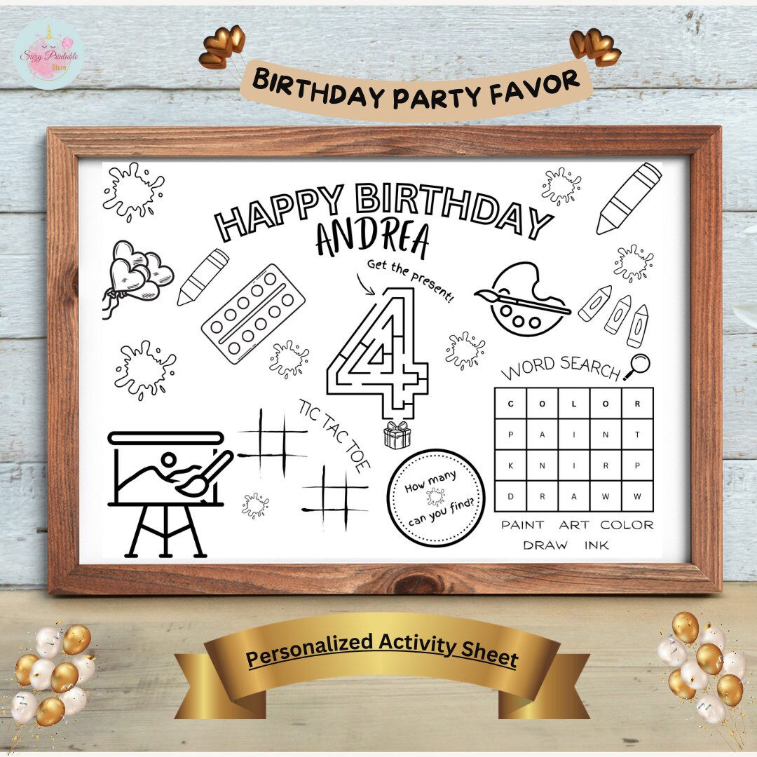 Customizable Art Party, Birthday Printable, Coloring Page, Art Party ...
