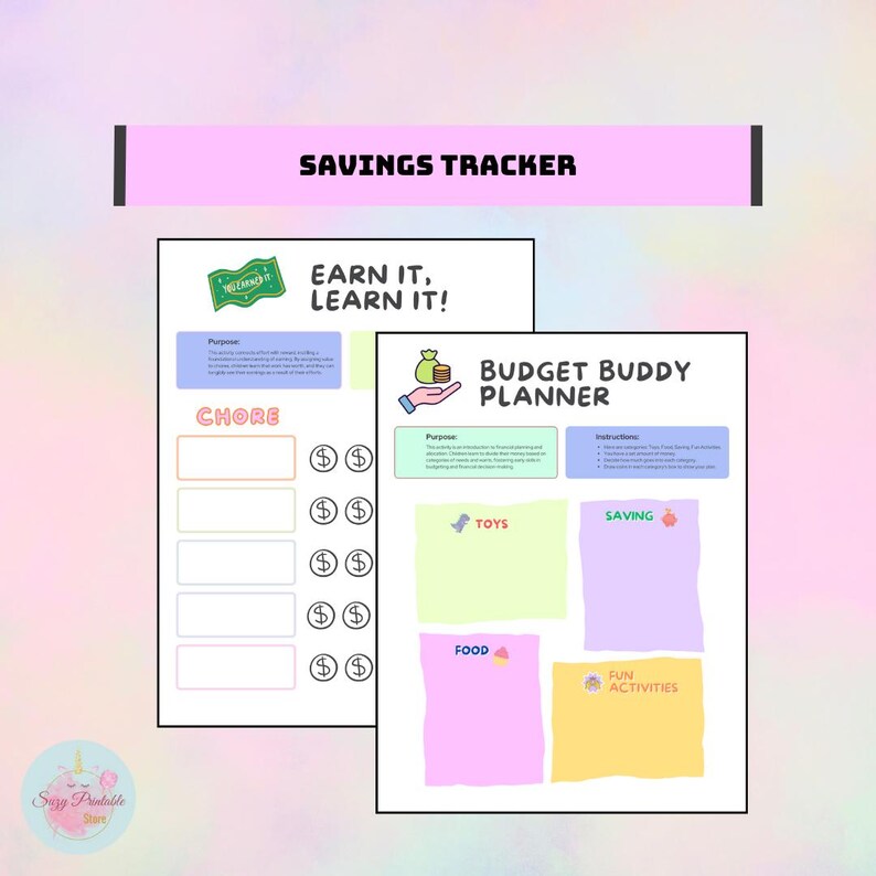 Savings Tracker for Kids, Printable Savings Challenge, Pastel Savings ...