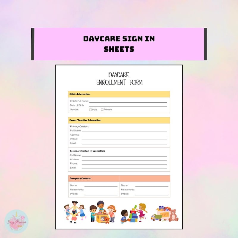 Childcare Sign in Sheet - Etsy
