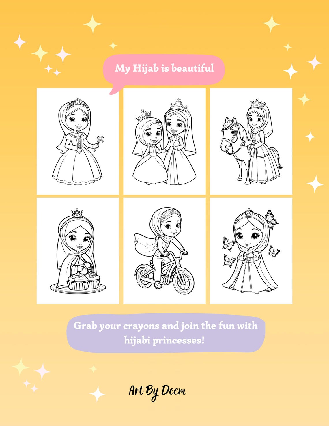 Hijab Princess Coloring Pages | Fun & Educational Activities for Muslim ...