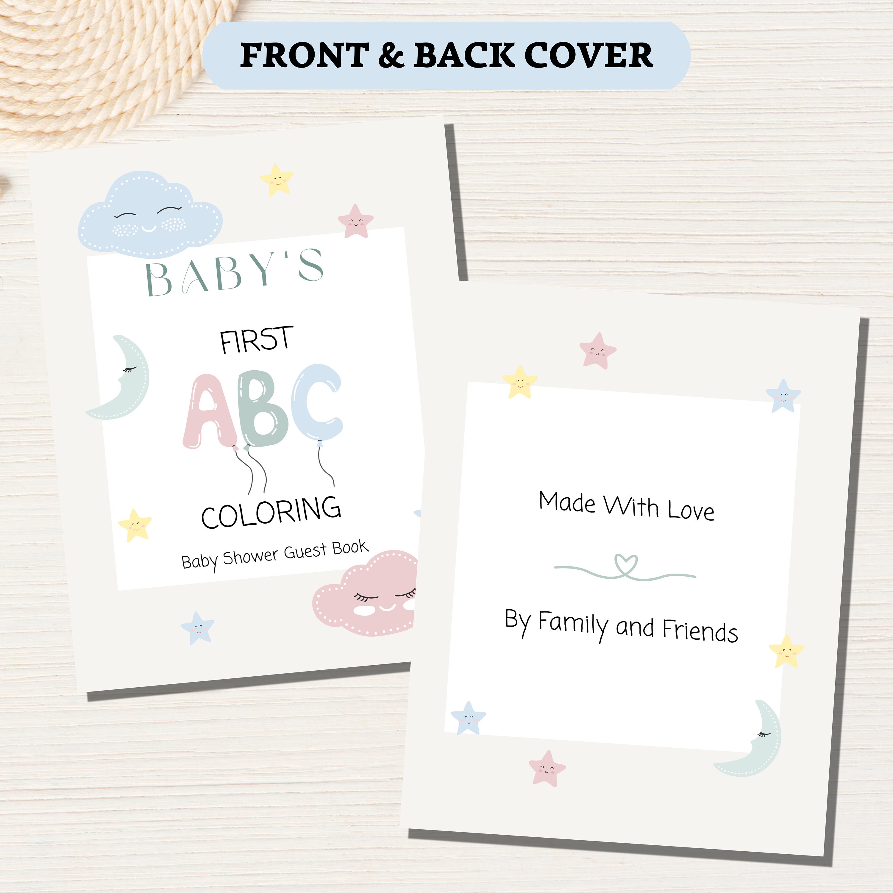 ABC Coloring Book Baby Shower Game | Unique Guest Book | Fun Gender ...