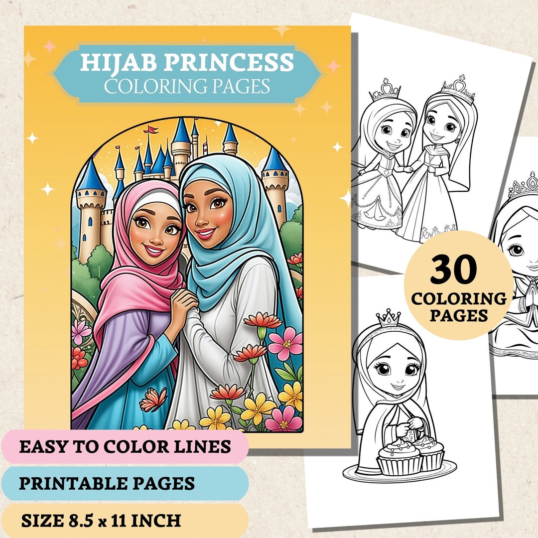 Hijab Princess Coloring Pages Fun & Educational Activities for Muslim ...