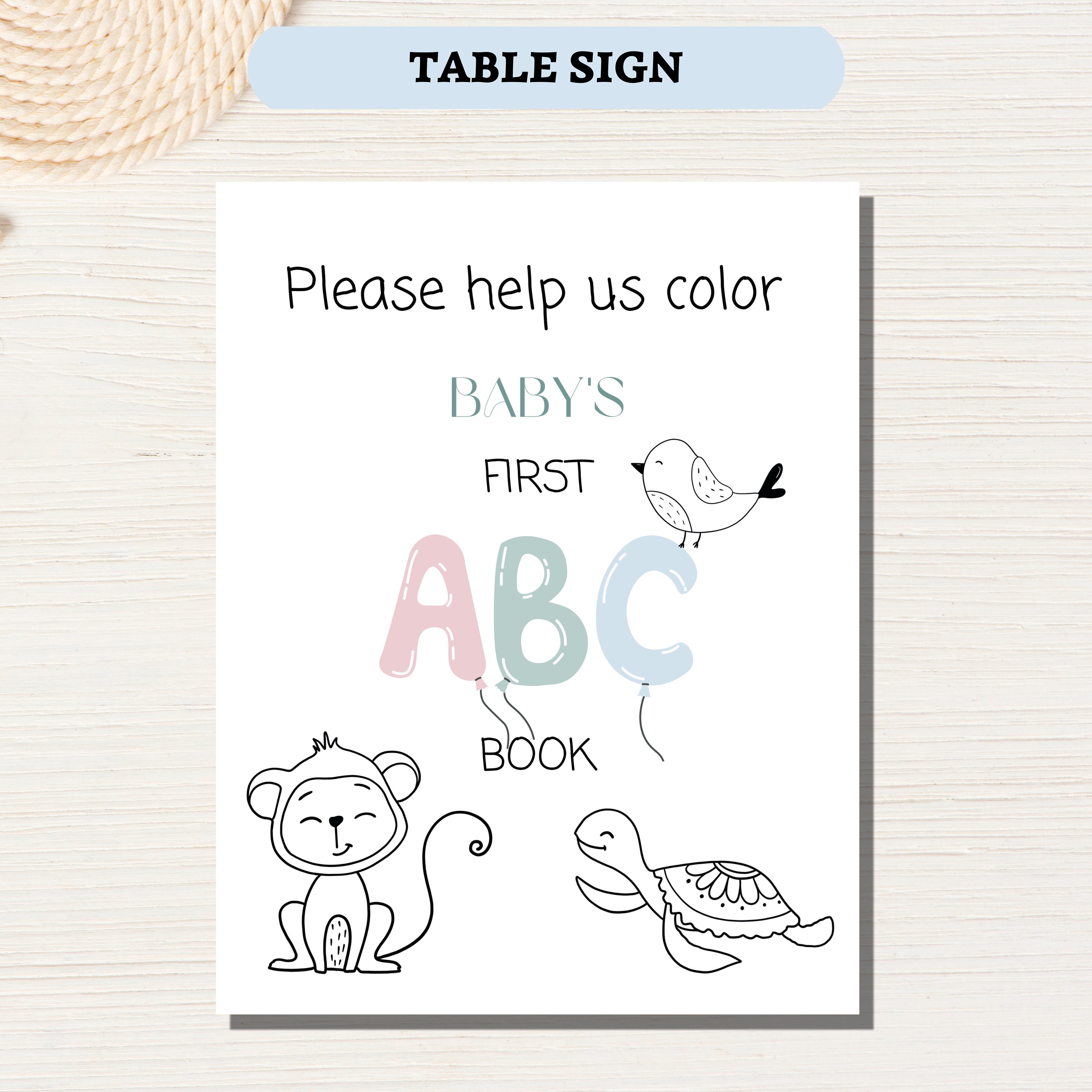 ABC Coloring Book Baby Shower Game | Unique Guest Book | Fun Gender ...
