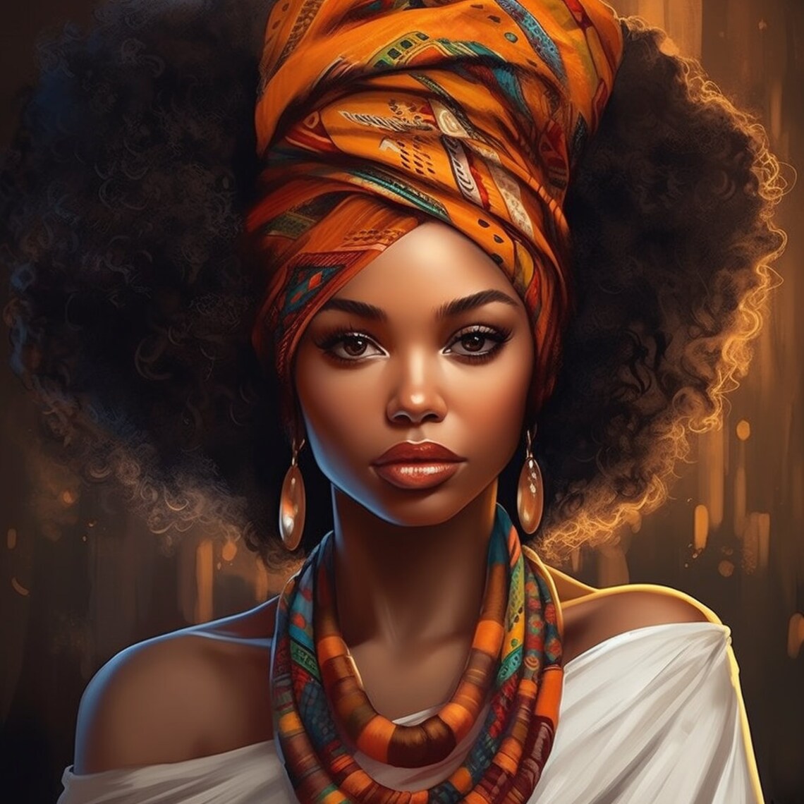 A Beautiful Black African Colorful Scarf Melanin Queen Wall Arts ...