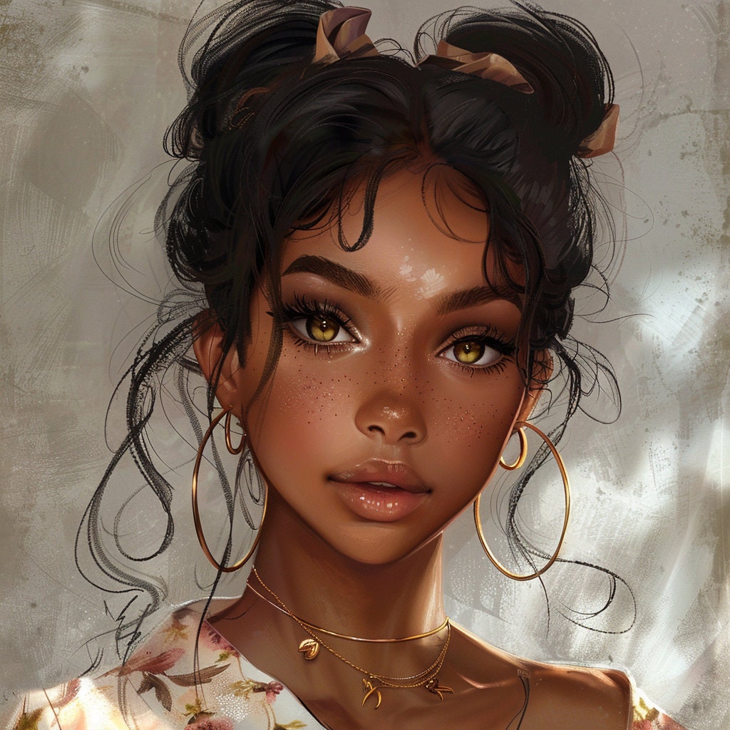 A Beautiful Brown Skin Girl With Brown Eyes, Digital Wall Arts - Etsy