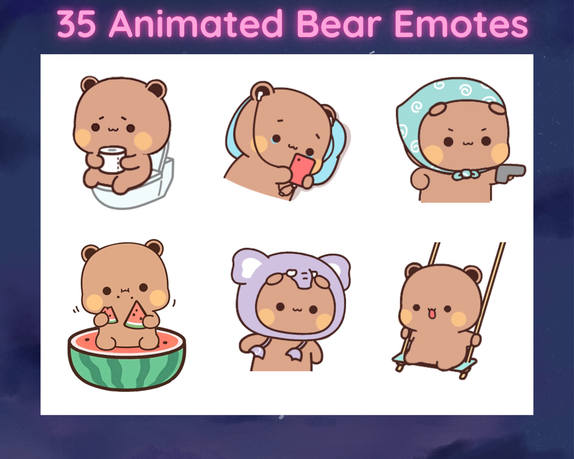 Animated Cute Brown Bear Emotes for Twitch or Discord Twitch Emotes ...