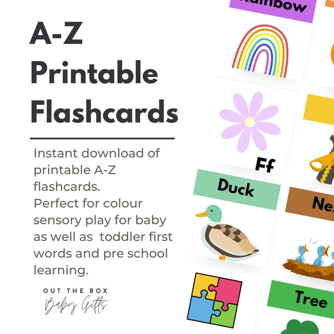 Printable A-Z Flashcards INSTANT DOWNLOAD Flashcards Alphabet ...