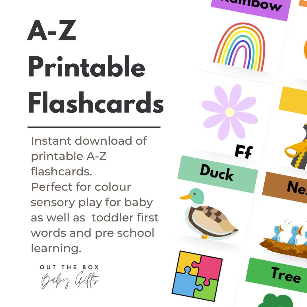 Printable A-Z Flashcards INSTANT DOWNLOAD Flashcards Alphabet ...