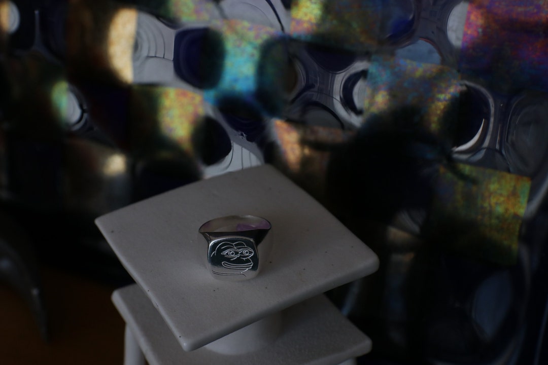 Pepe the Frog Signet Ring Handcrafted Sterling Silver 925 Custom Made ...