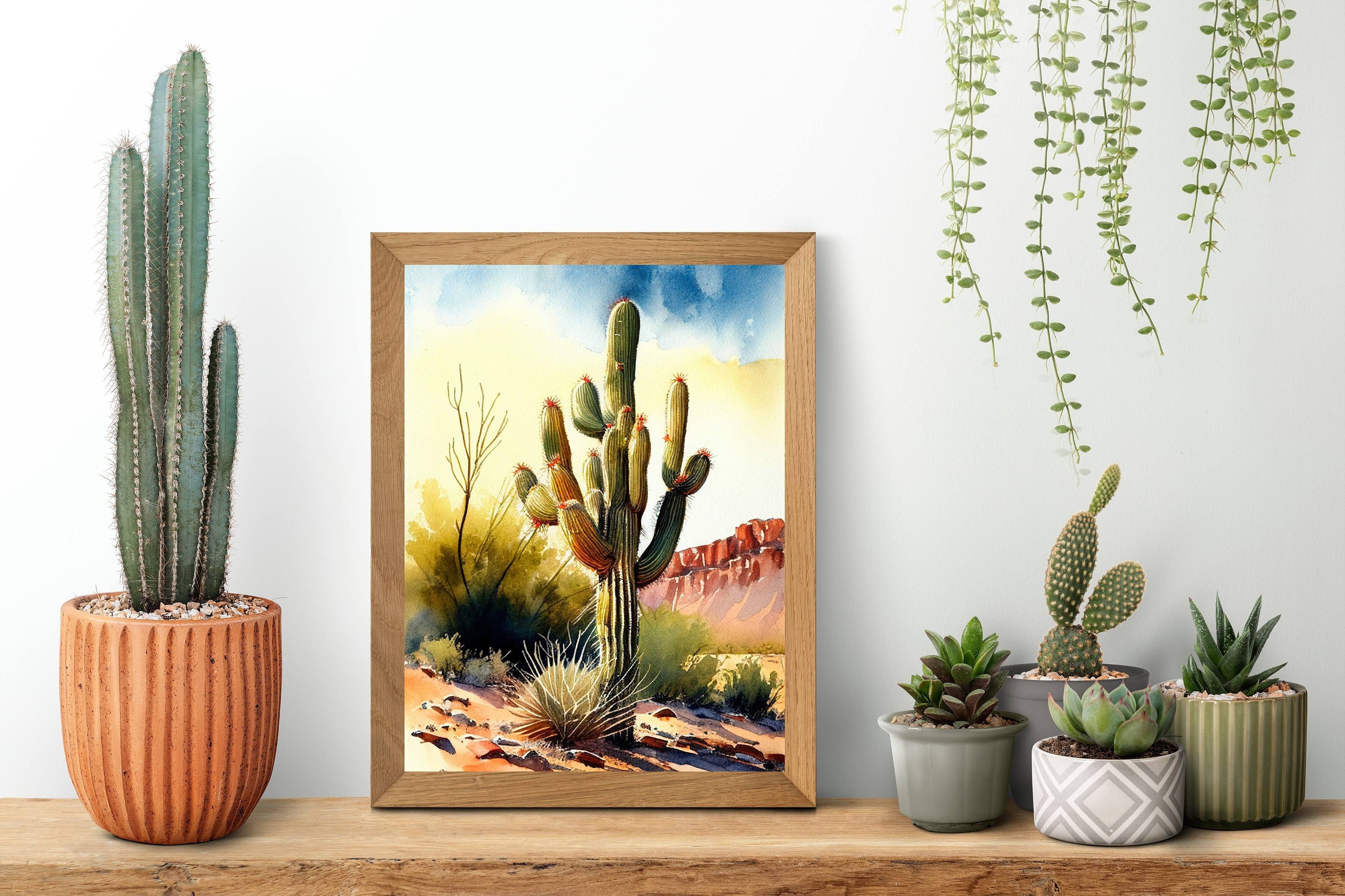 Saguaro Silhouettes Watercolor Desert Cactus - Etsy